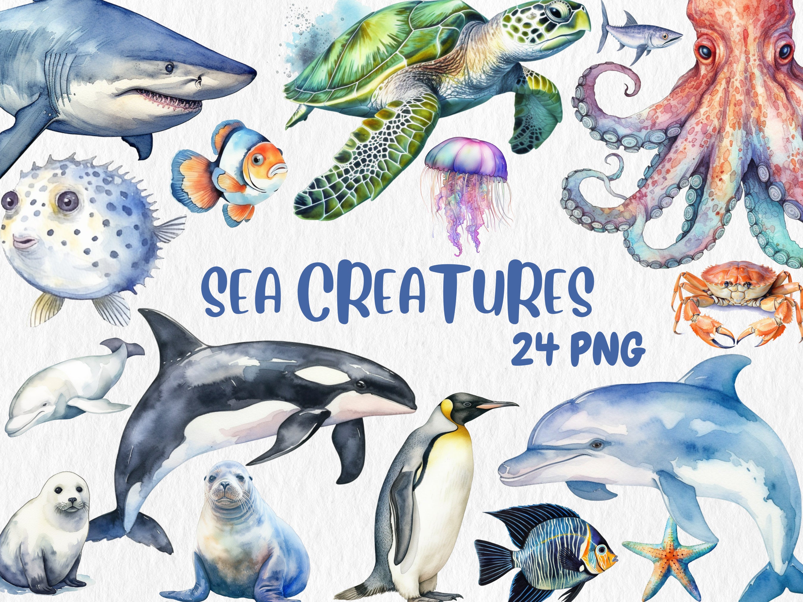 Watercolor Clipart Mega Bundle 132 PNG Graphics Animals - Etsy