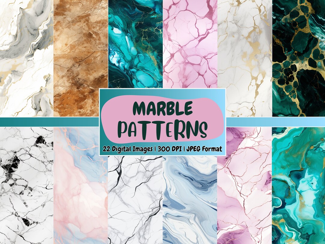 Seamless Marble Texture Digital Paper: 12x12 Scrapbook Patterns ...