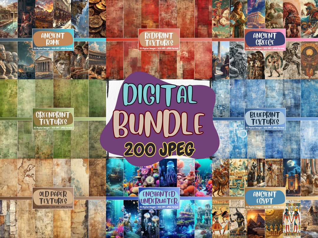 Digital Paper Mega Bundle | Old Paper Textures, Blueprint, Ancient ...