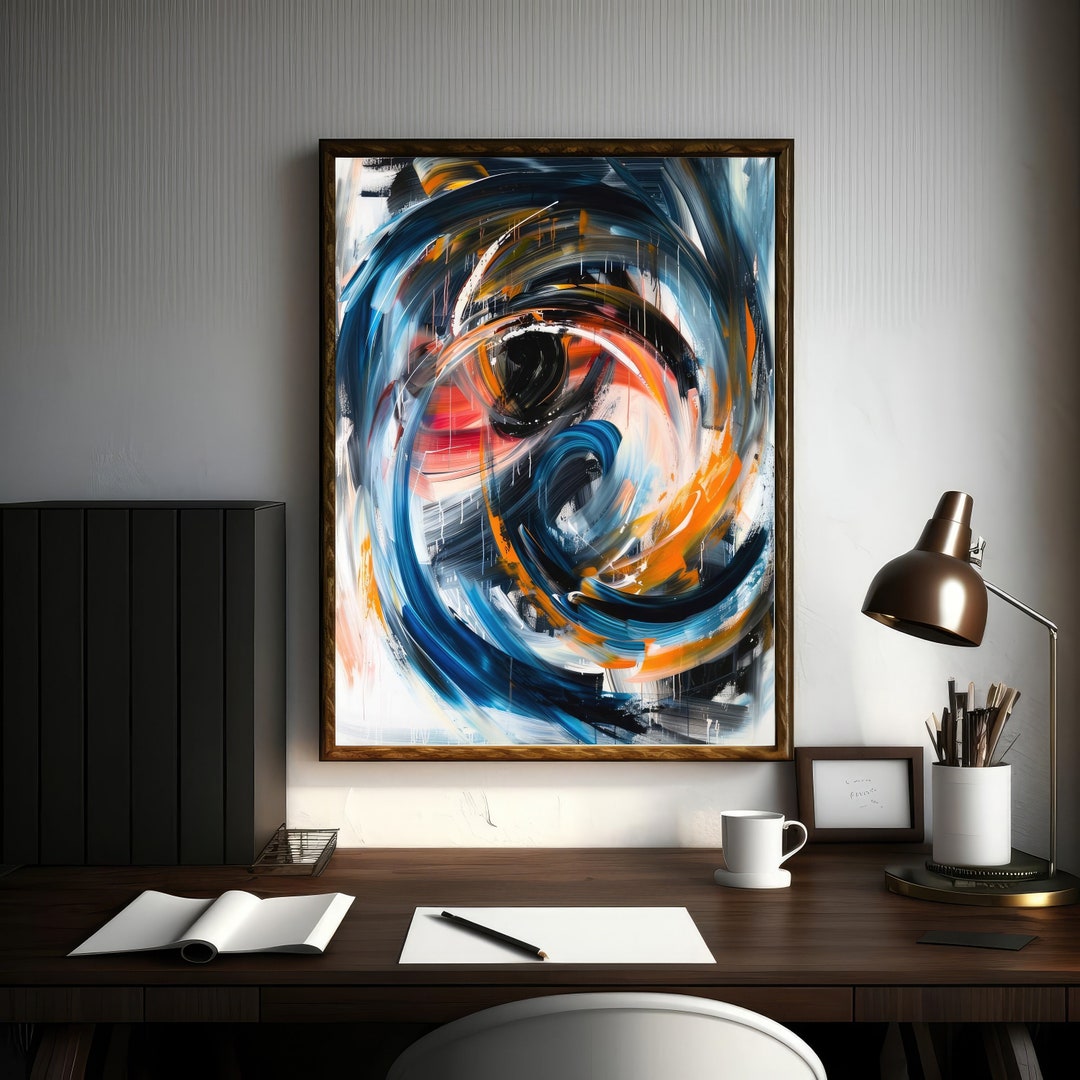 Urban Pulse Swirling Abstract Colors, Digital Art Print, Wall Art, AI ...