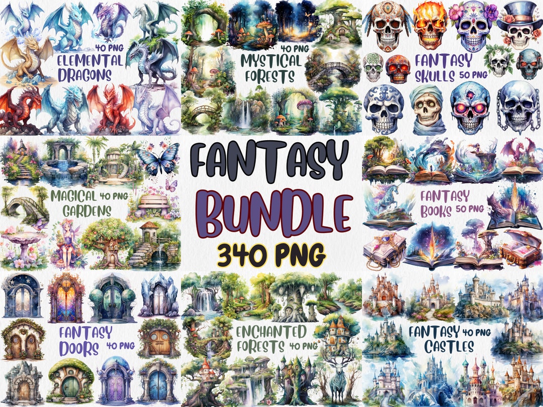 Watercolor Fantasy Mega Clipart Bundle | Mystical Enchanted Forests ...