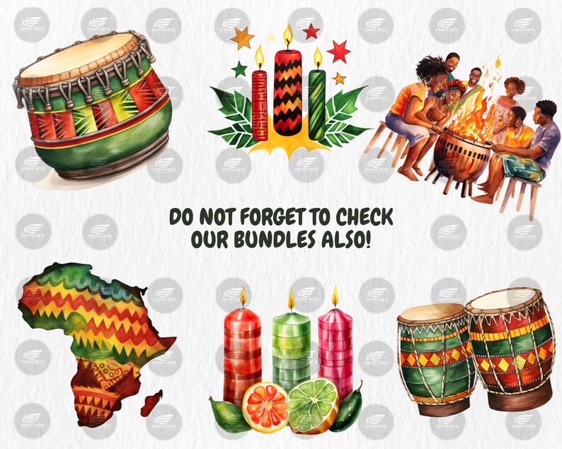 Watercolor Kwanzaa Clipart: African Heritage Illustrations (digital ...