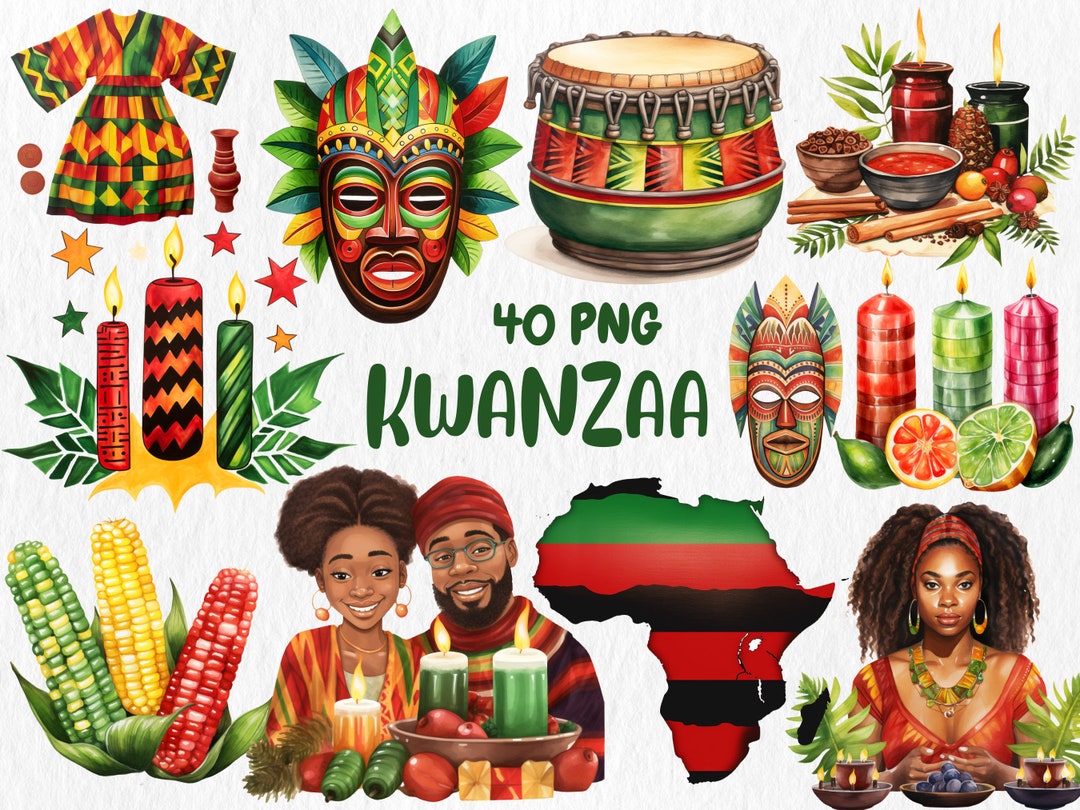 Watercolor Kwanzaa Clipart: African Heritage Illustrations (digital ...
