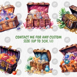 Watercolor Treasure Chests Clipart | Pirate Treasure, Gold and Gem ...