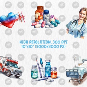 Watercolor Medical Clipart: Doctor, Nurse, Hospital Illustrations ...