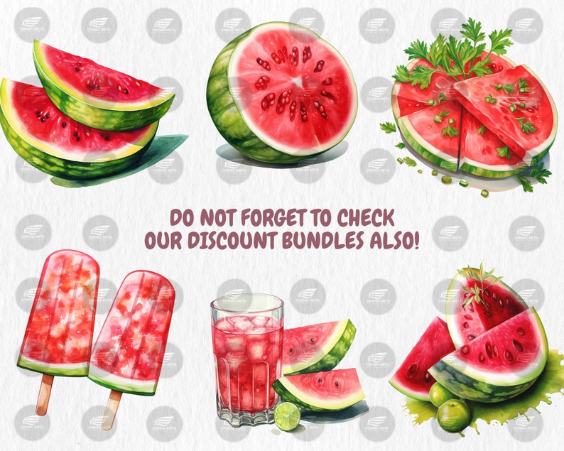 Watercolor Watermelon Clipart: Summer Fruit Graphics (instant Download ...