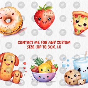 Watercolor Kawaii Food Clipart | Milkshake, Pancake, Sushi Roll ...