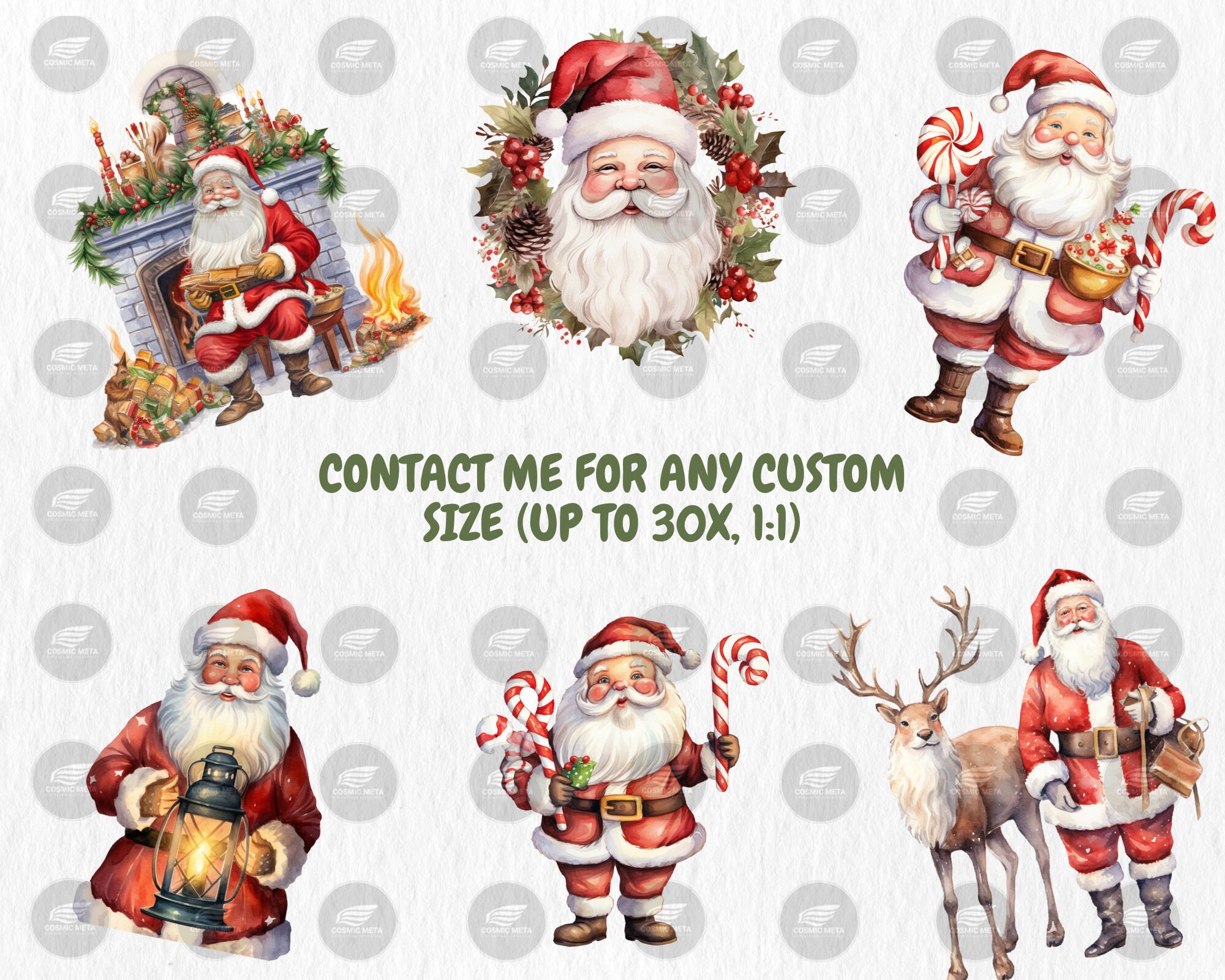 Watercolor Santa Claus Clipart Santa Reindeer Winter and - Etsy UK