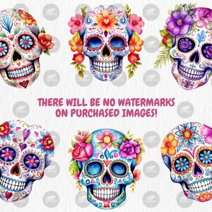 Watercolor Sugar Skulls Clipart: Dia De Los Muertos Illustrations ...