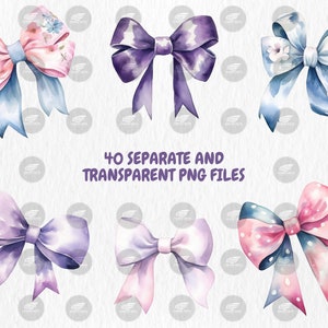 Watercolor Ribbon Bows Clipart: Colorful Bow Illustrations (instant ...