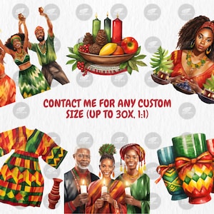 Watercolor Kwanzaa Clipart: African Heritage Illustrations (digital ...