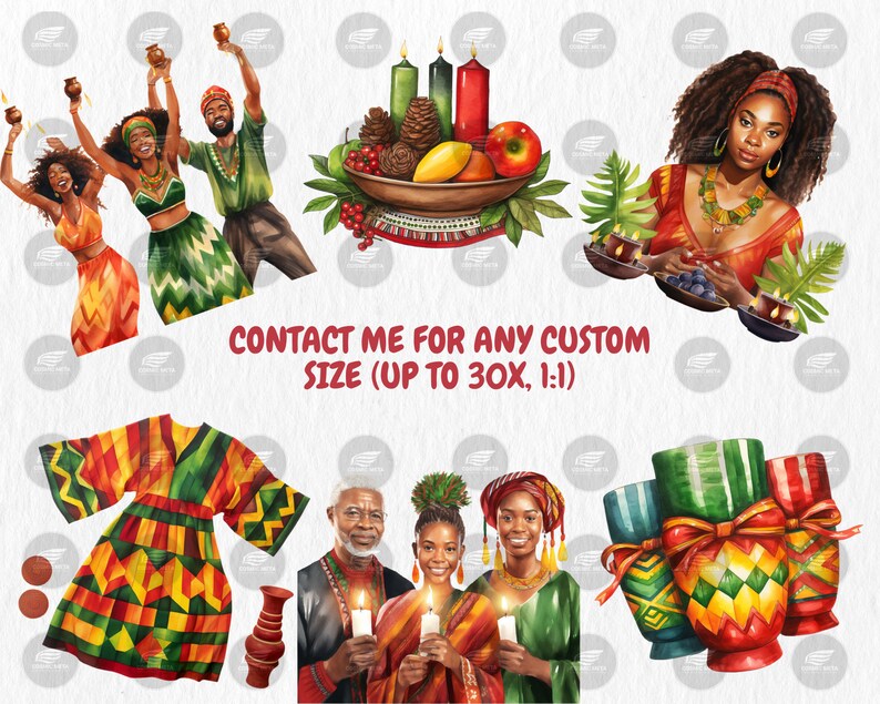Watercolor Kwanzaa Clipart: African Heritage Illustrations (digital ...