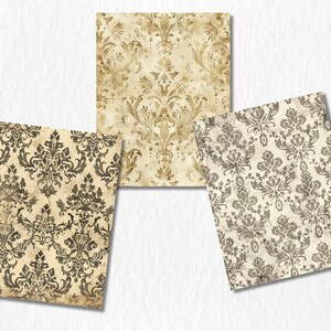 Distressed Ivory Demask Digital Paper | Rustic Vintage Textured ...