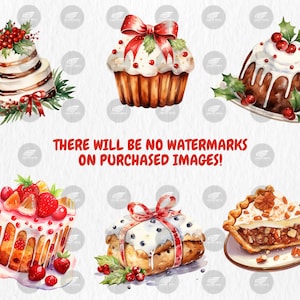Watercolor Christmas Sweets Clipart: Holiday Pudding, Gingerbread ...