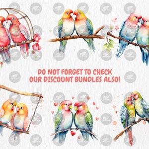 Watercolor Lovebirds Clipart: Romantic Bird Couple Illustrations ...