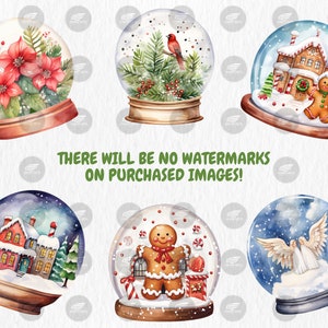 Watercolor Snow Globes Clipart: Christmas Holiday PNG (digital Download ...