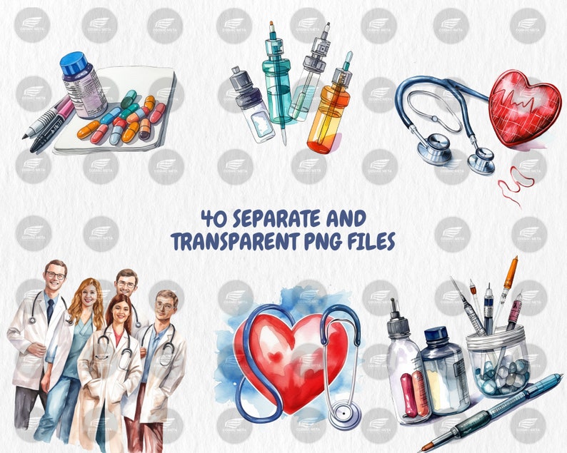 Watercolor Medical Clipart: Doctor, Nurse, Hospital Illustrations ...