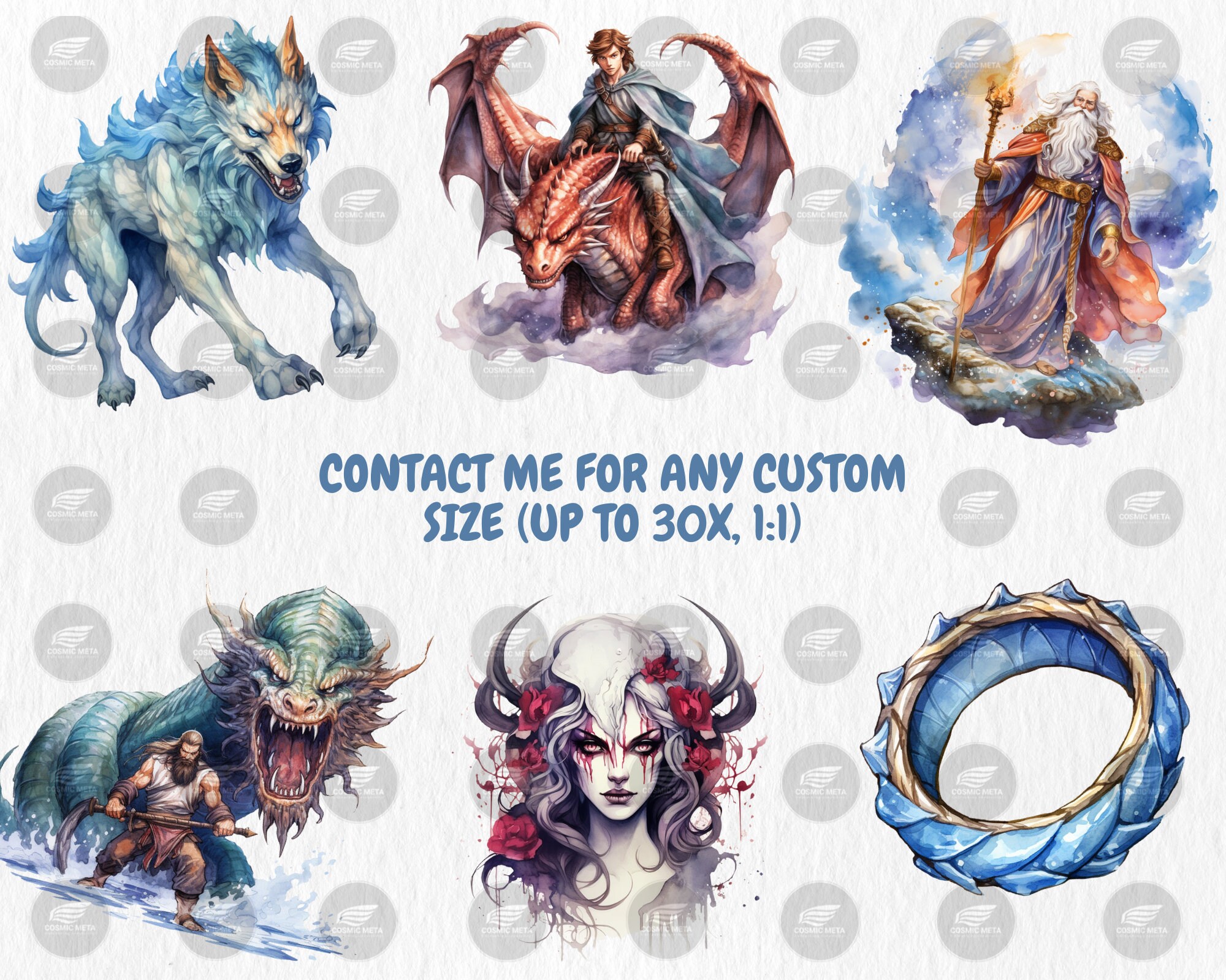 Watercolor Norse Mythology Clipart: Viking Gods Illustrations (instant ...