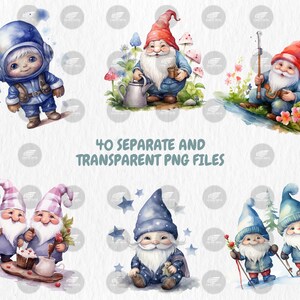 Watercolor Cute Gnomes Clipart | Painted Cute, Adorable Gnome ...
