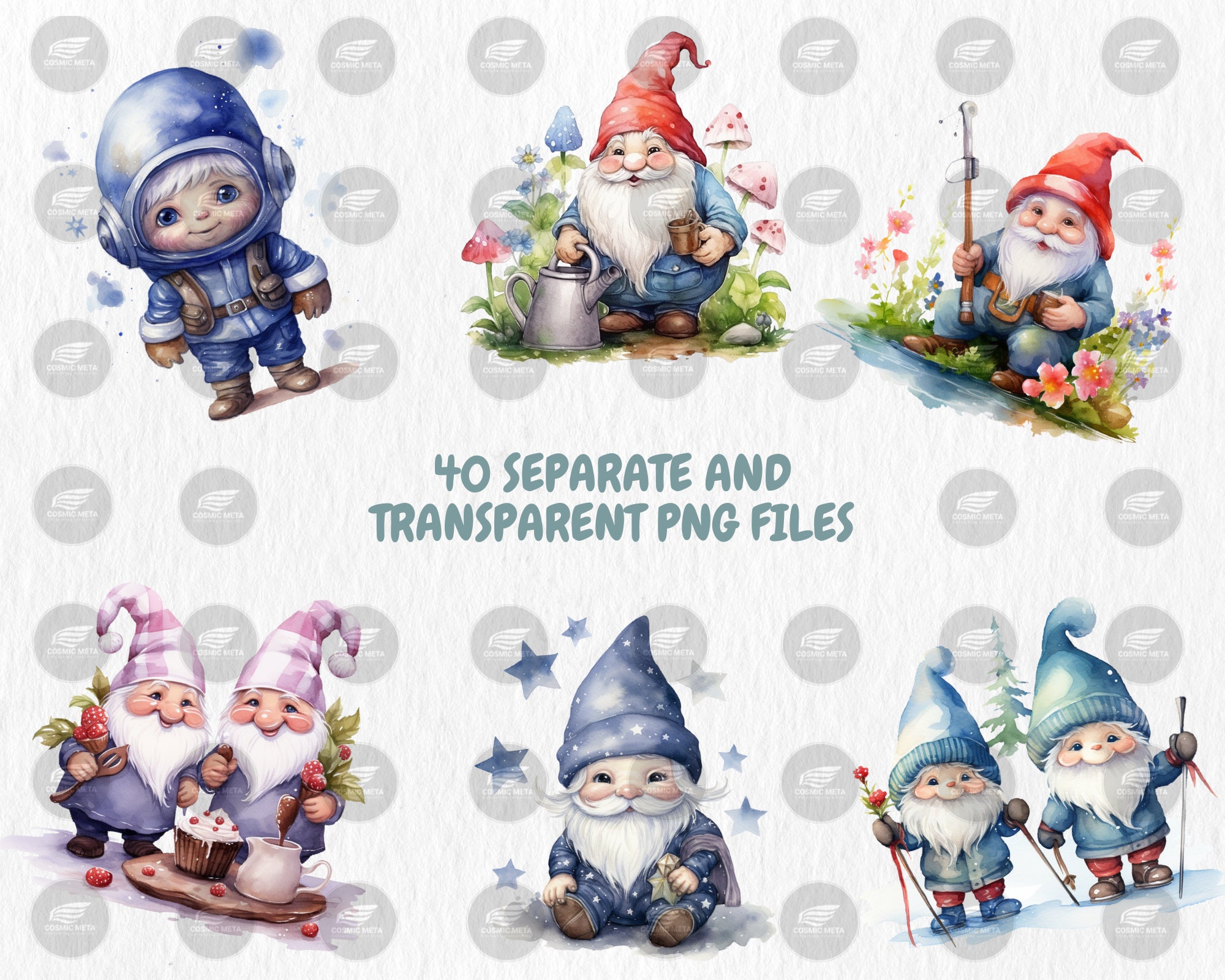 Watercolor Gnomes Clipart | 40 PNG Illustrations (digital Download) - Etsy