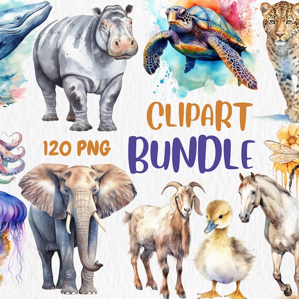 Watercolor Animals - Etsy