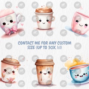 Watercolor Kawaii Coffe Cup Clipart | Coffee Love, Cute Adorable Coffee ...