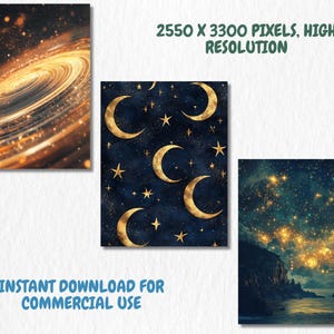 Celestial Dreams Digital Paper | Night Sky Background, Cosmic Pattern ...