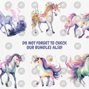 Watercolor Unicorns Clipart | Cute, Adorable, Magical, Fantasy and ...