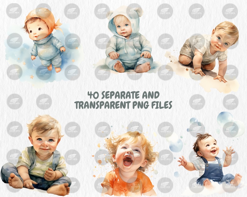 Watercolor Baby Clipart, 40 PNG Images (digital Download) - Etsy Australia