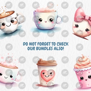 Watercolor Kawaii Coffe Cup Clipart | Coffee Love, Cute Adorable Coffee ...