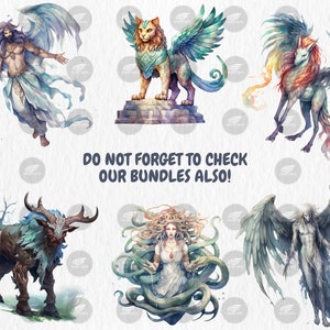Watercolor Mythical Creatures Clipart: Fantasy Illustrations (digital ...