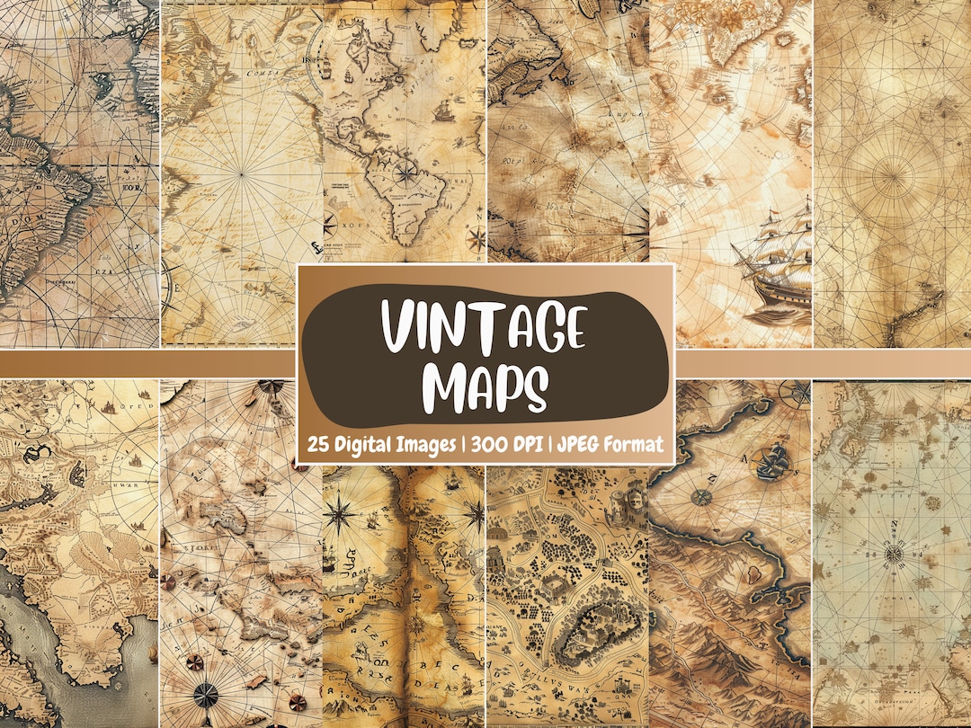 Vintage Maps Digital Paper | Ancient, Old Sea Background, Antique World ...