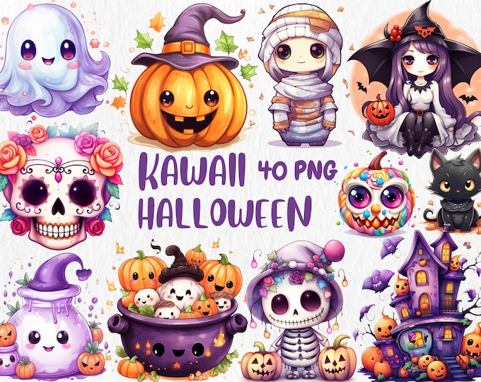 Cute Halloween Monster Clipart Files for Instant Download, Halloween ...