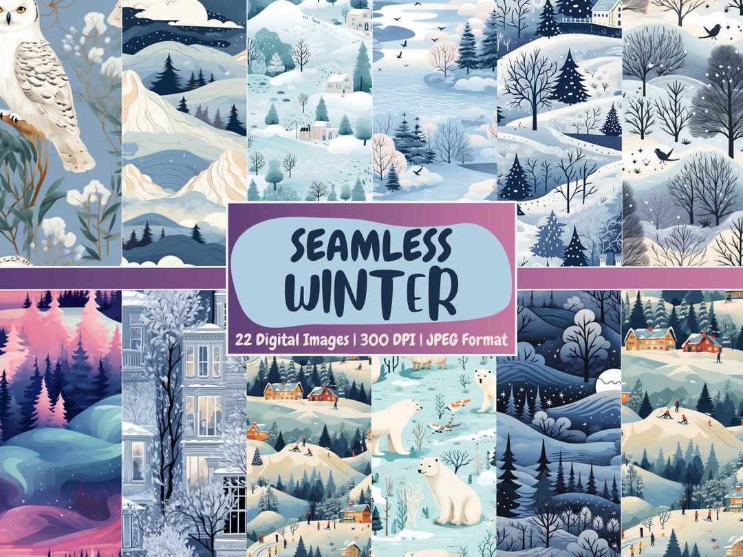 Winter Landscape Seamless Digital Paper: Xmas Theme (digital Download ...