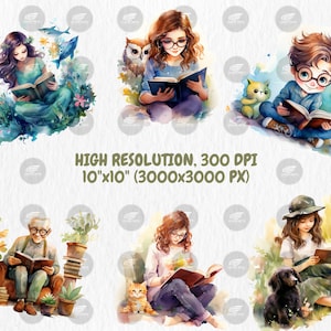 Watercolor Bookworms Clipart | Painted Bookworm Clipart | Bookworm ...