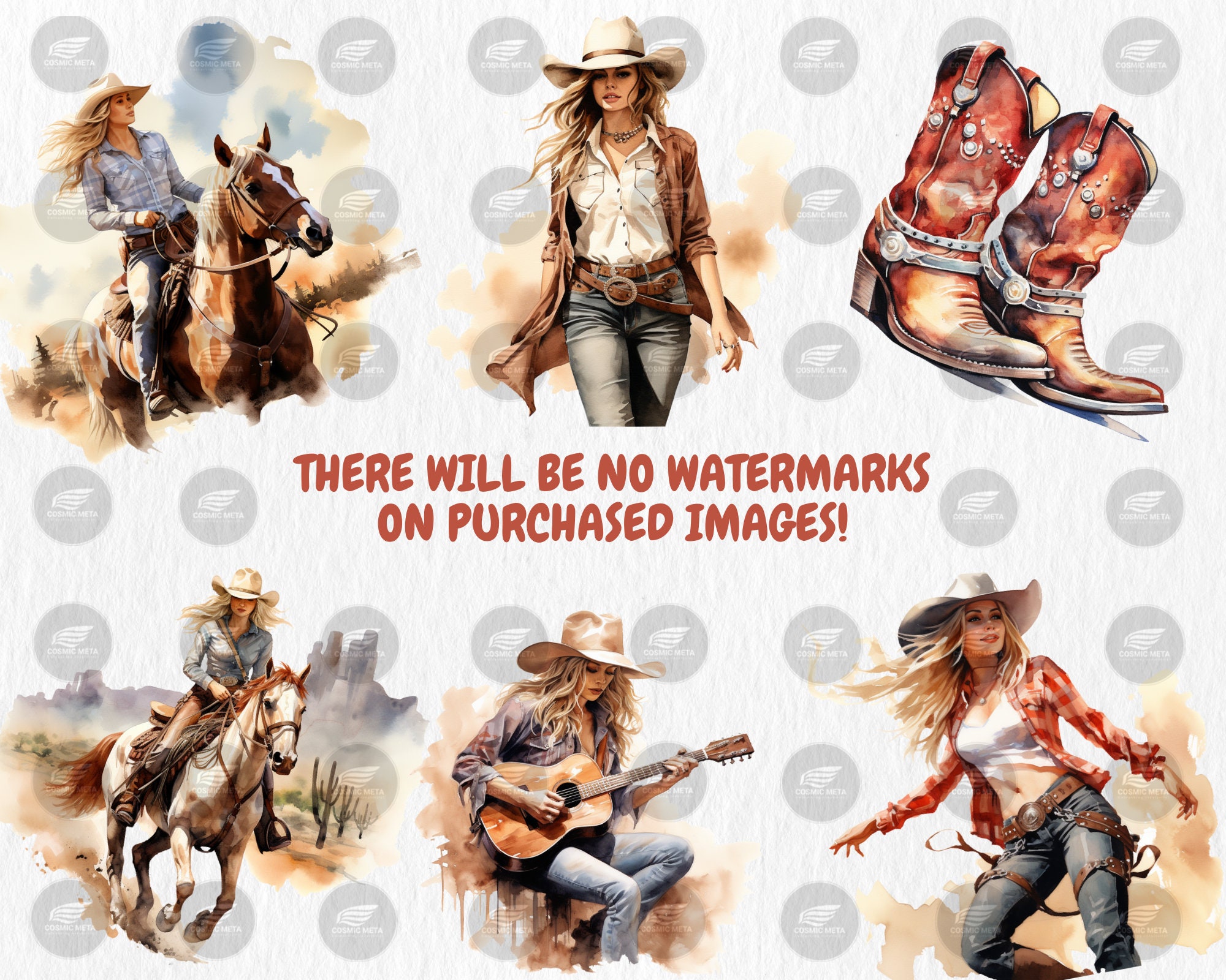Watercolor Cowgirls Clipart Western Wild West Cowgirl - Etsy Australia