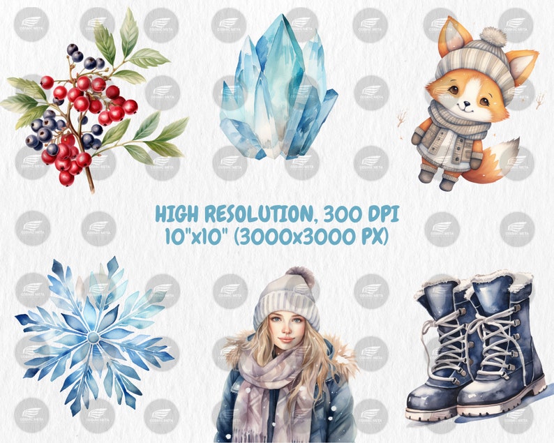 Watercolor January Clipart: Winter Holiday Illustrations (instant ...