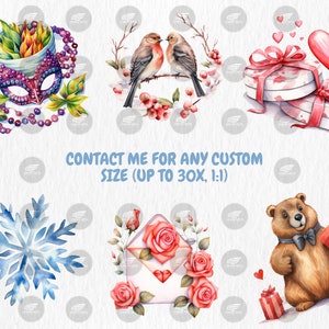 Watercolor February Clipart: Valentine's Day PNG Illustrations (digital ...