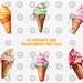 Watercolor Ice Cream Cones Clipart | Summer Treats, Sweet Dessert ...