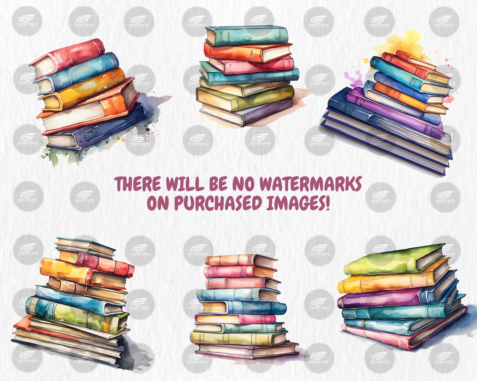 Watercolor Books Clipart: 40 PNG Book Illustrations (digital Download ...
