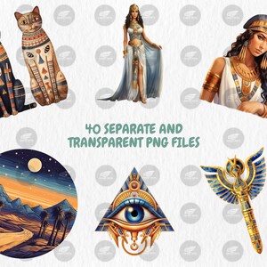 Watercolor Ancient Egypt Clip Art: Pharaoh, Cleopatra, Pyramids ...