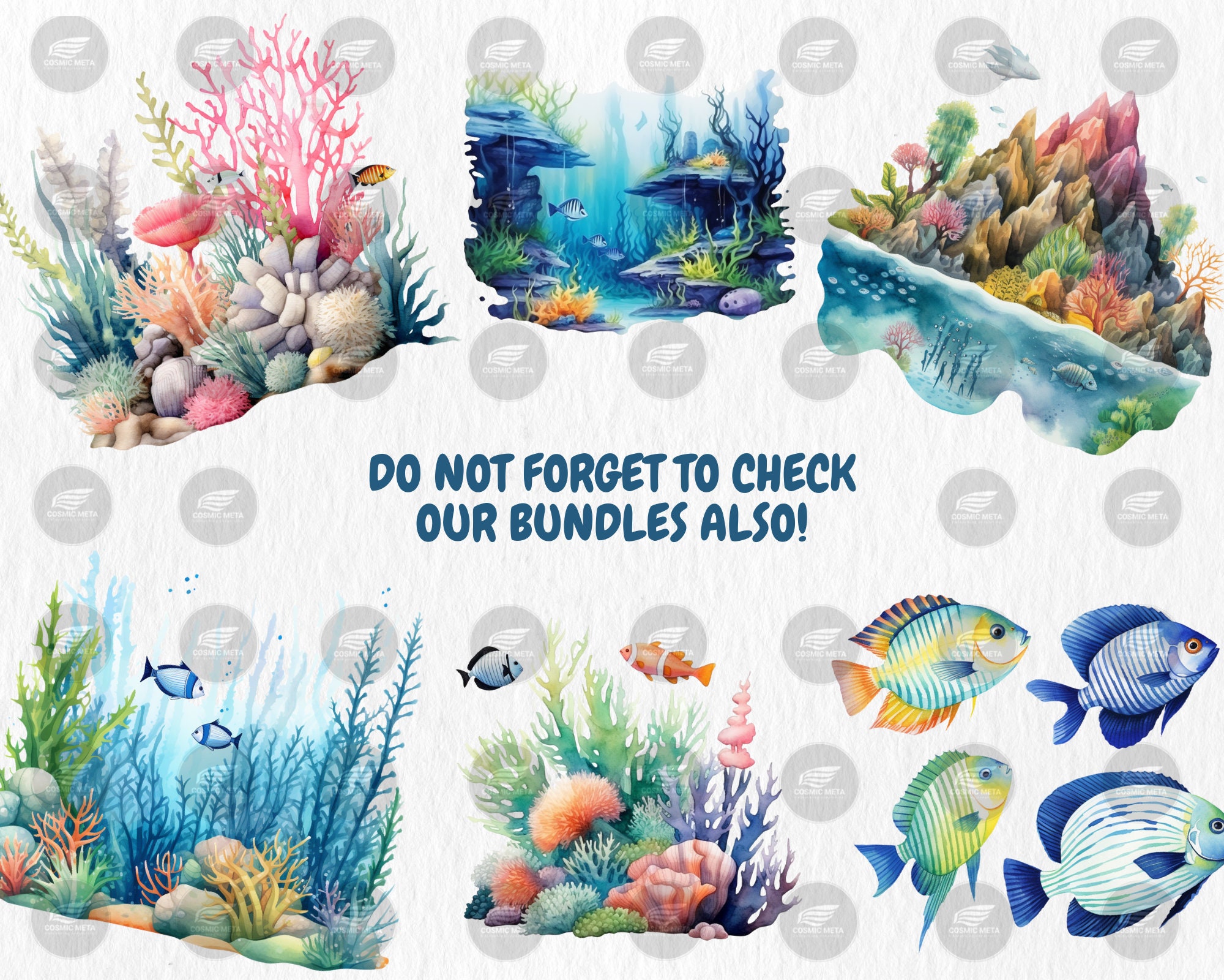 Watercolor Underwater Clipart: Sea Life Illustrations (instant Download ...