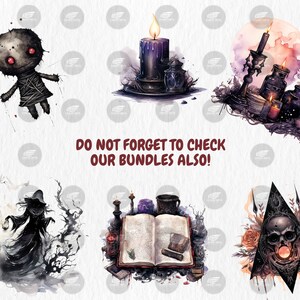 Watercolor Black Magic Clipart: Spell Book, Crystal Ball (instant ...
