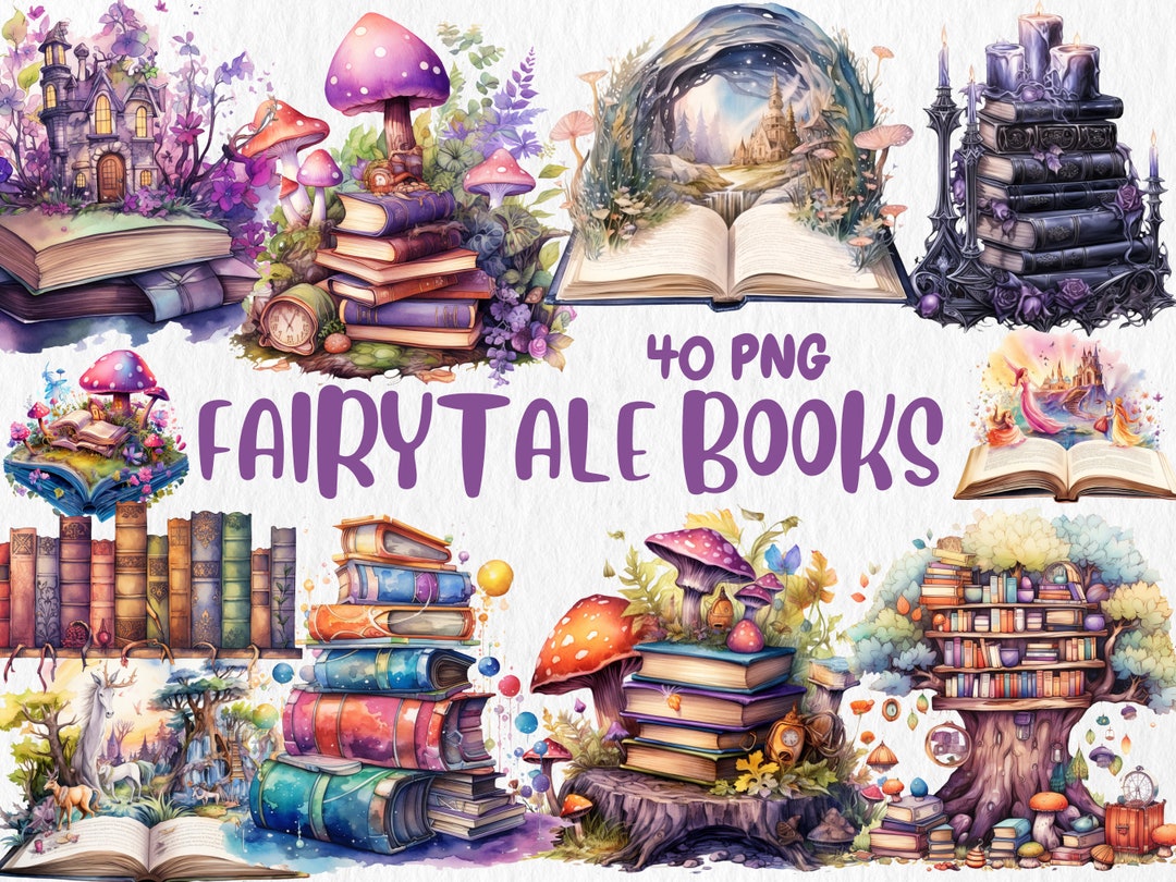 Watercolor Fairytale Books Clipart: 40 PNG Images (digital Download) - Etsy
