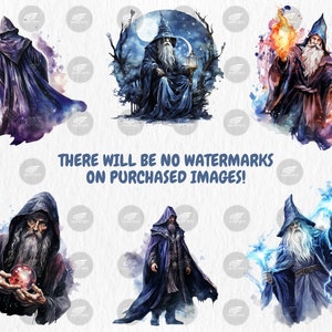 Watercolor Gothic Wizards Clipart: Dark Fantasy Illustrations (instant ...