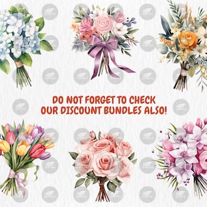 Watercolor Floral Bouquets Clipart: Spring Flowers PNG (digital ...