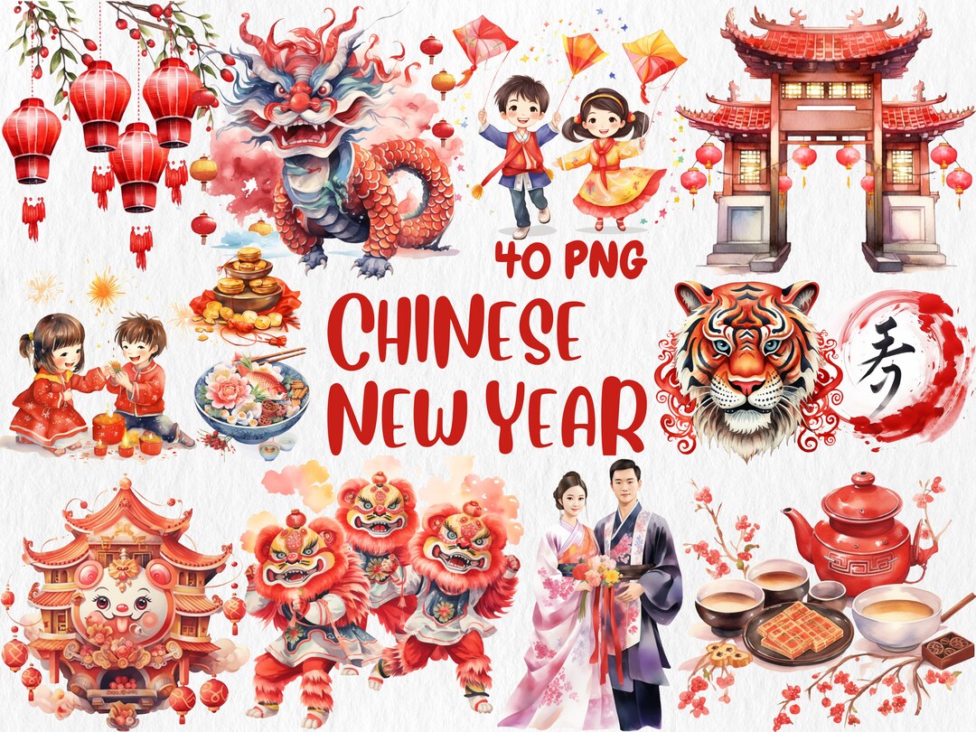 Watercolor Chinese New Year Clipart | Festive Celebration, Animal Signs ...