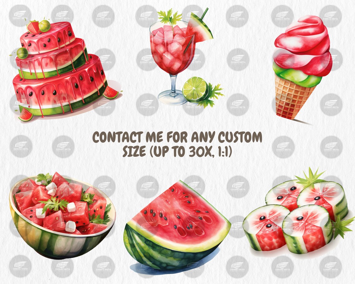 Watercolor Watermelon Clipart: Summer Fruit Graphics (instant Download ...