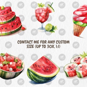 Watercolor Watermelon Clipart: Summer Fruit Graphics (instant Download ...