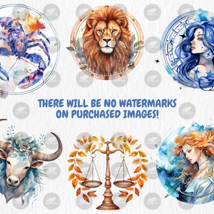 Watercolor Zodiac Signs Clipart: Celestial Astrology Art (instant ...